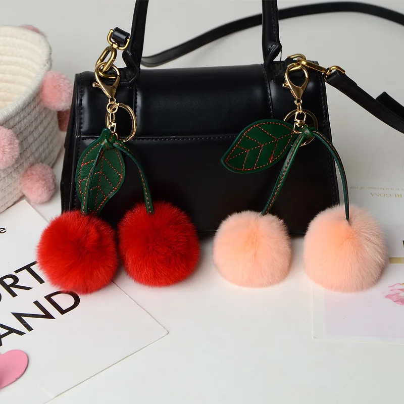 Plush Fruit Cherry Keychains - Customizable Promotional Gifts