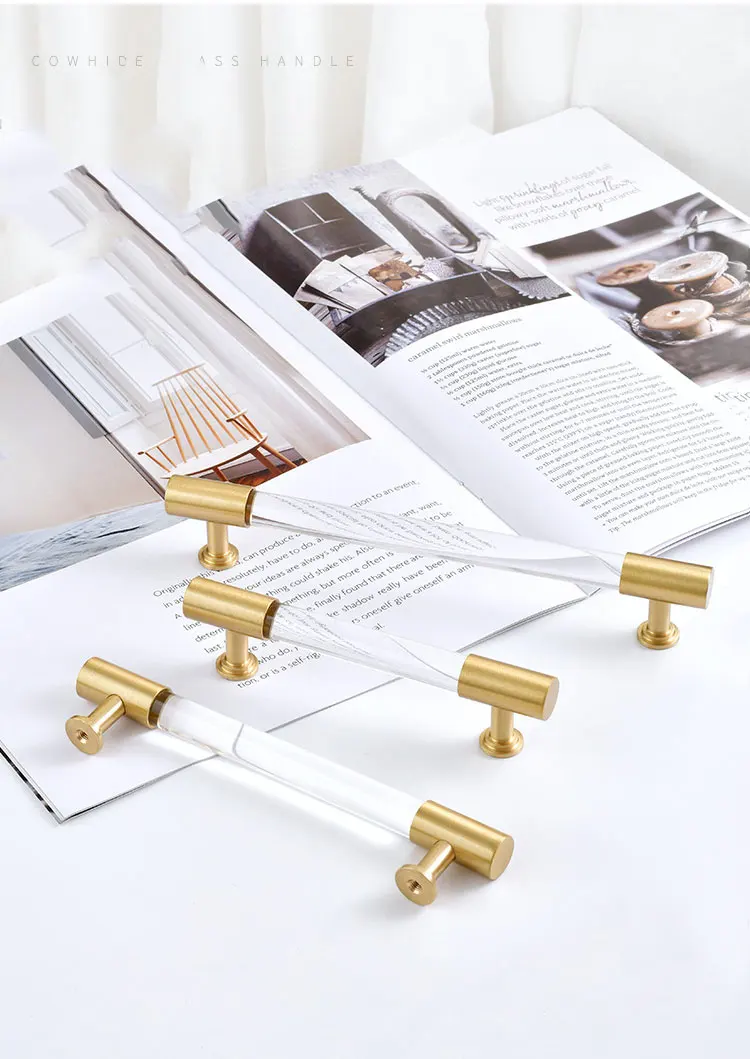 Nordic Ins New T Bar Shape Furniture Pulls Kitchen Gold Simple Acrylic ...