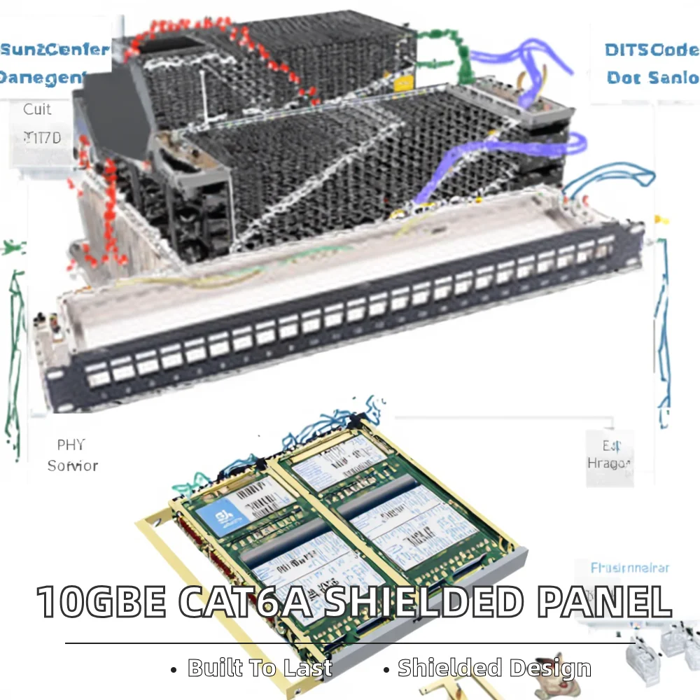Shielded 24-port patch panel, cold-rolled steel frame, 1U 19-inch Cat5e ...