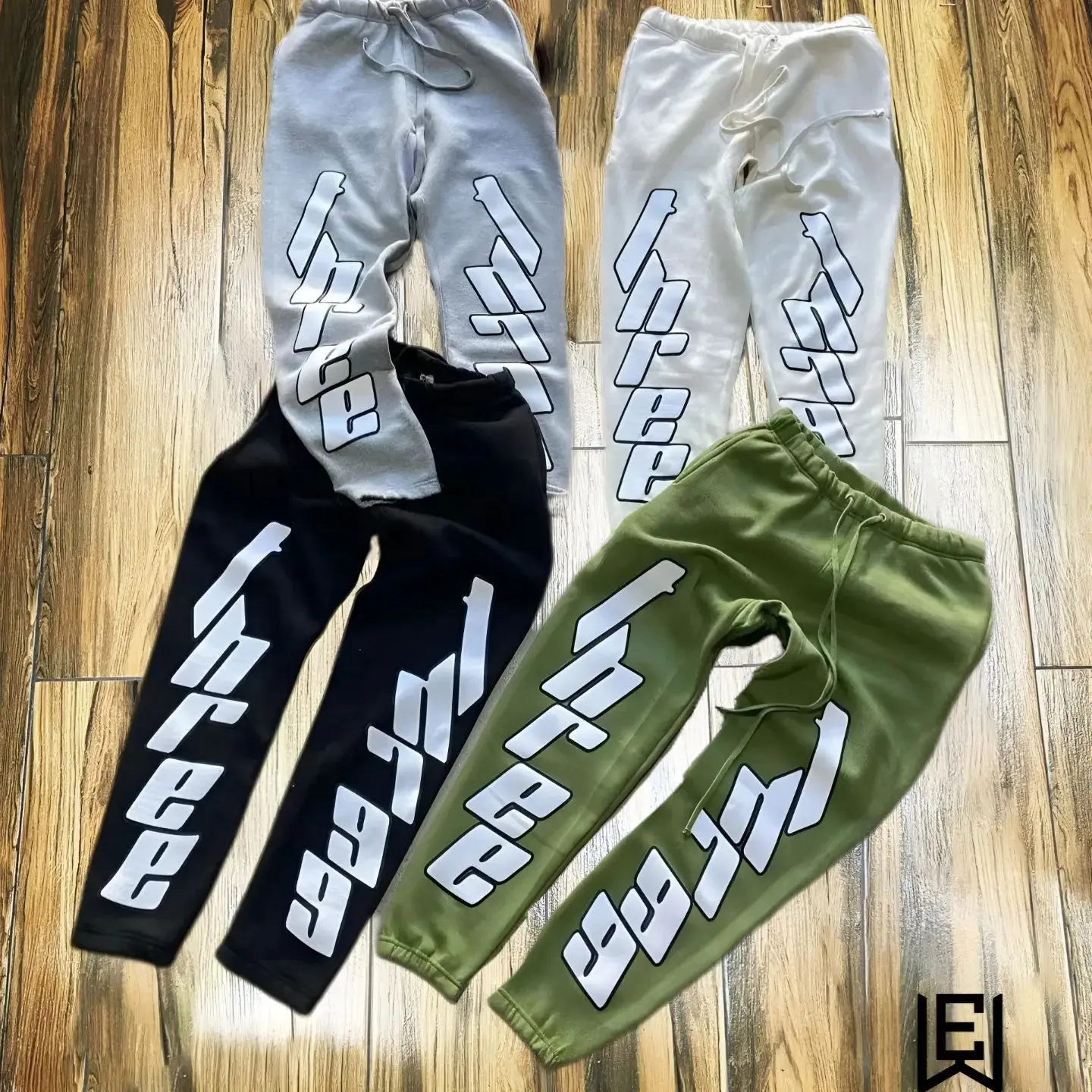 Custom 3d Puff Print Mens Stack Pants Streetwear Sweatpants Fleece ...