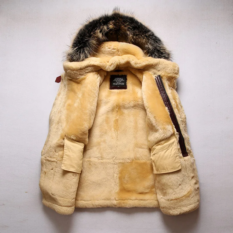 Winter Thickened B7 Bomber Shearing Pilot Sheepskin Fur Coat
