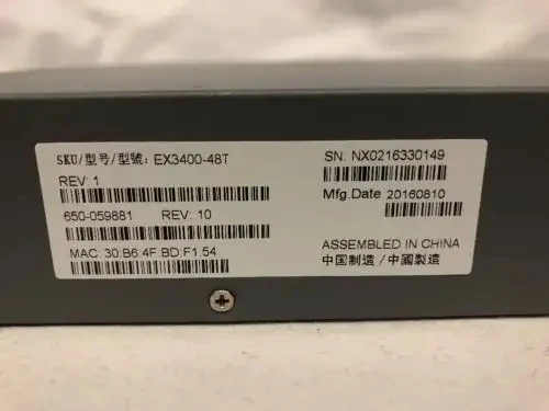 Juniper Switch Ex3400-48t Series -port Ethernet Gigabit Network -t ...