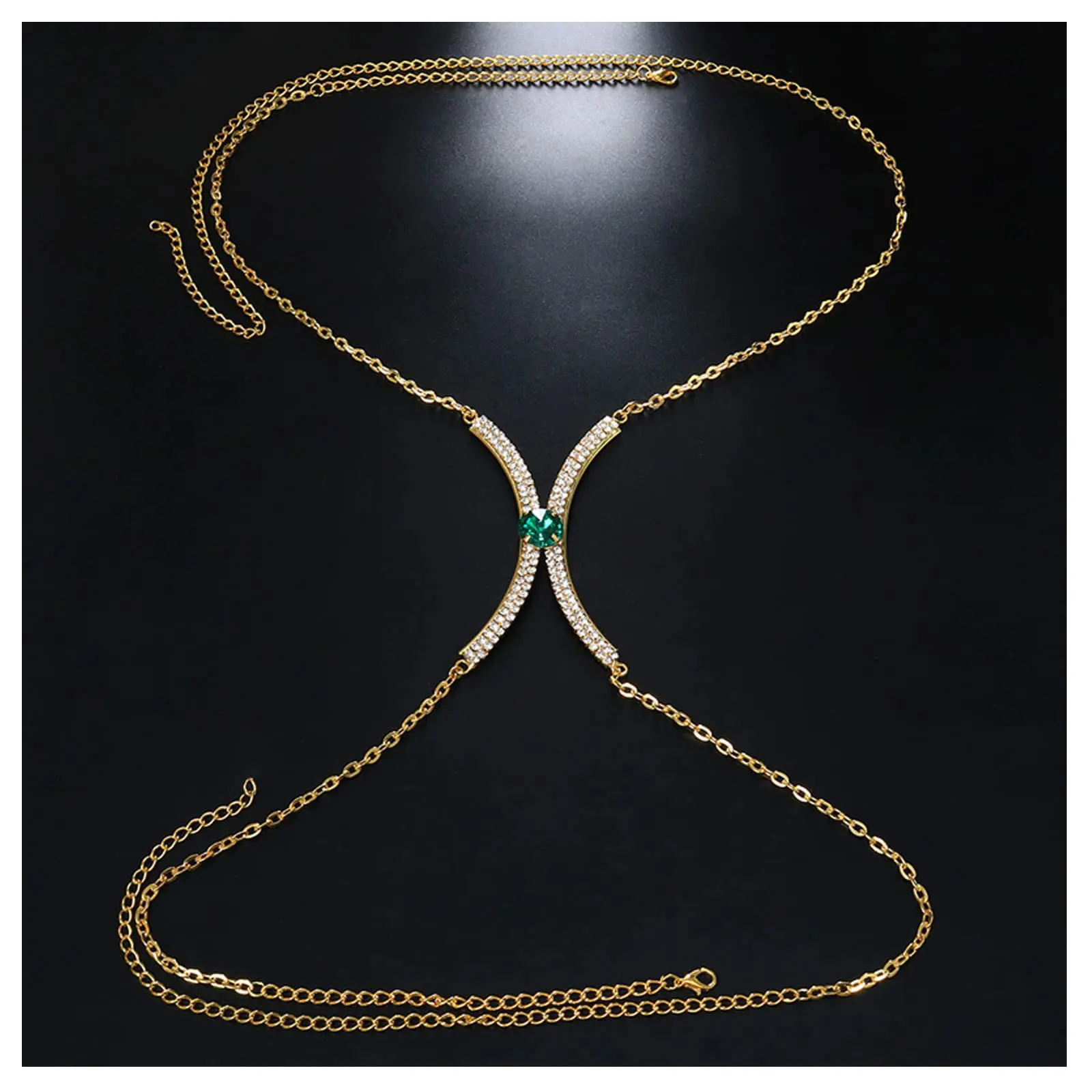 Exquisite Zircon Breast Chain - Shiny X Shaped Body Jewelry