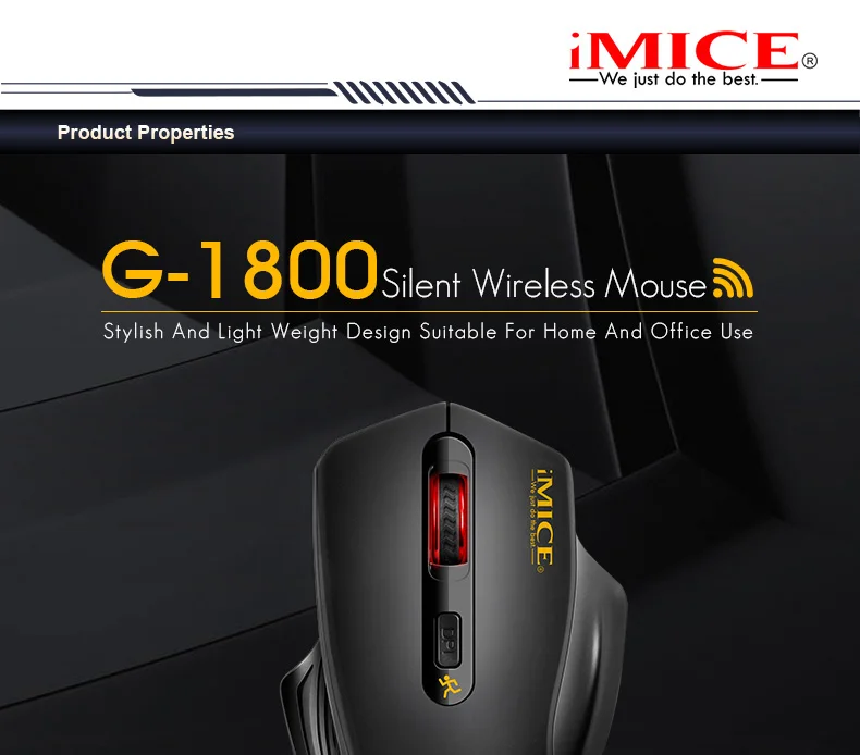 IMICE G1800 Silent Wireless Mouse with USB Dongle, Red Color