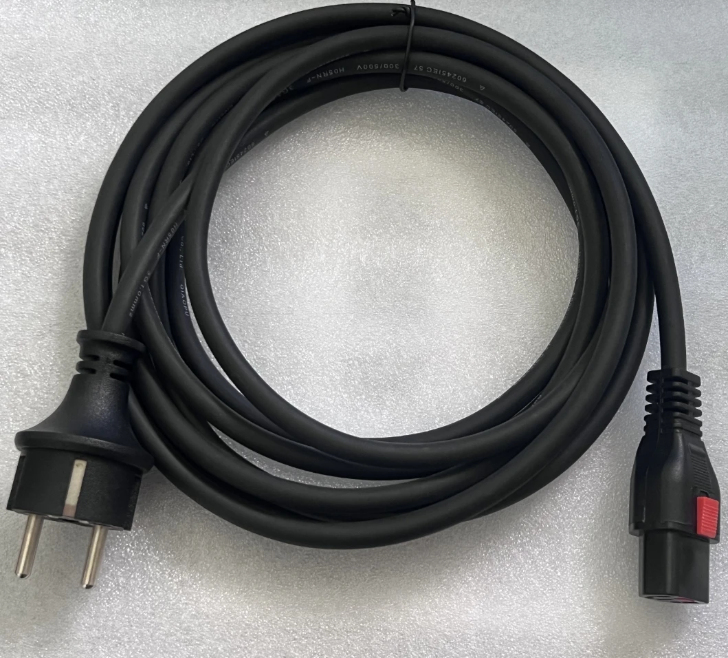 IP44 Europe Schuko CEE7/7 Power Cord HO5RN-F 3G 1mm2 300V/500V Rubber Cable IEC320 C13 With Lock ...