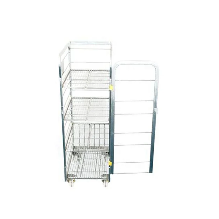 Milk Cage Trolley - Heavy Duty 4 Wheels Metallic Milk Cart