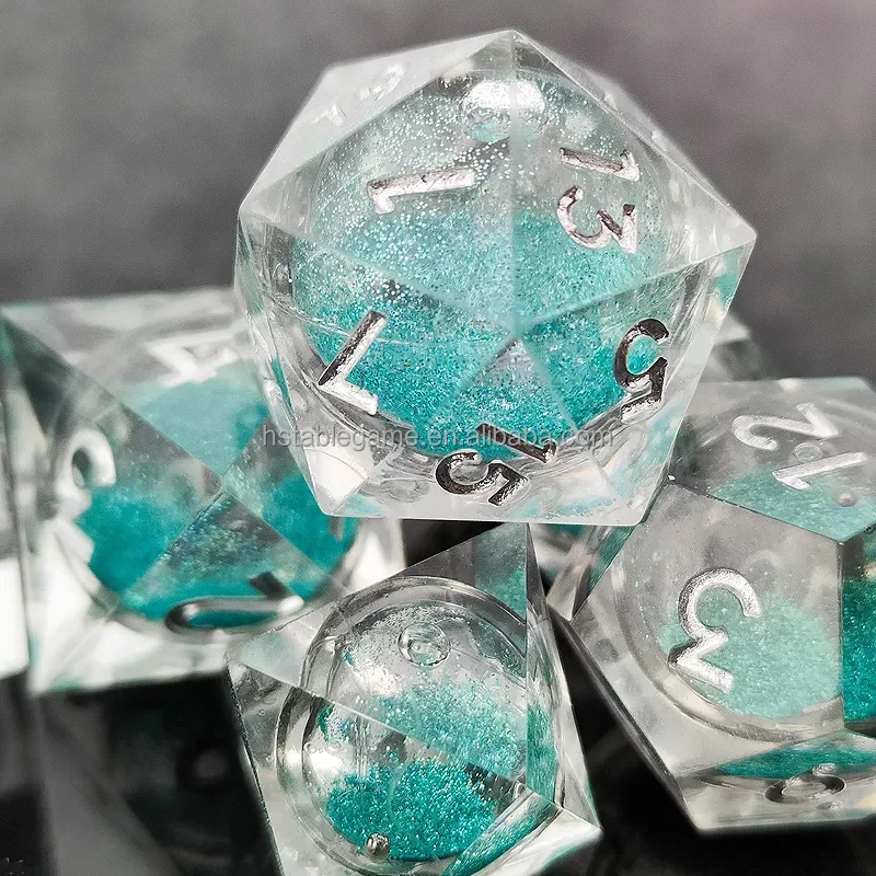 HS Custom Set of D20 Polyhedral Resin Liquid Core DND RPG Dice ...
