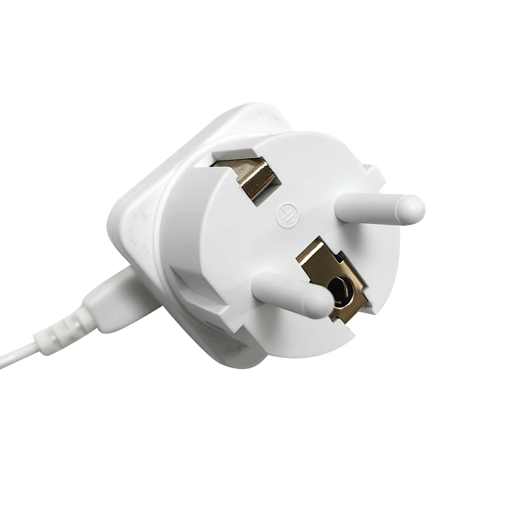 ALLESD White European Standard Plug Wire 2.4m and 10mm Button and Plug ...