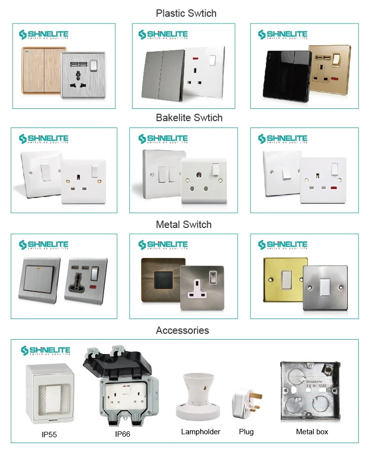 SHINELITE 13A Switched Socket Three-dimensional Design Wall Switched ...