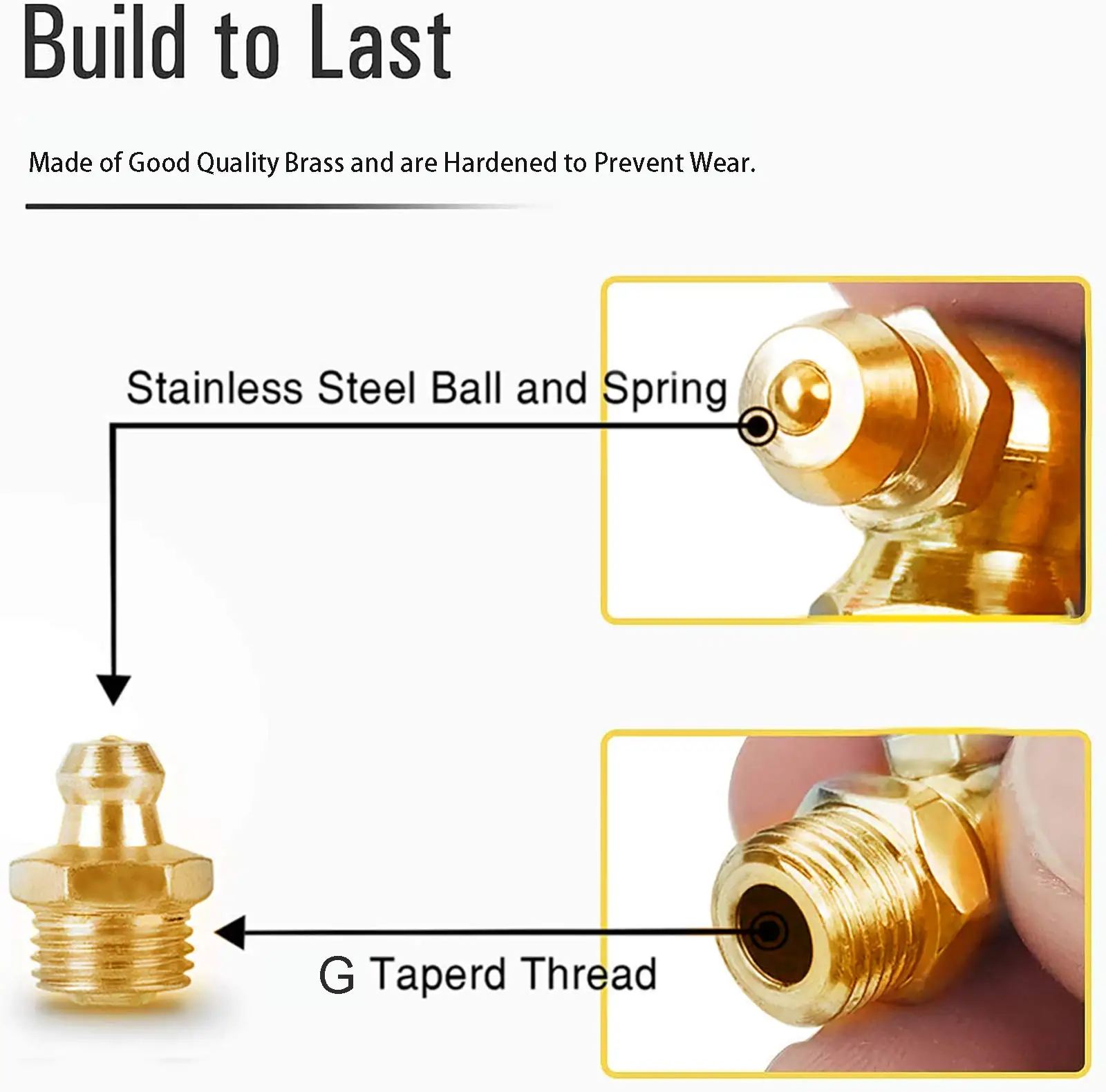 M6 X 1mm Metric Thread 45-degree Angled Brass Hydraulic Zerk Grease ...