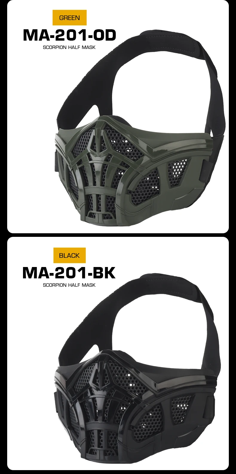 Wosport Silicone Scorpion Half Mask With Magic Tape Hunting Breathable ...
