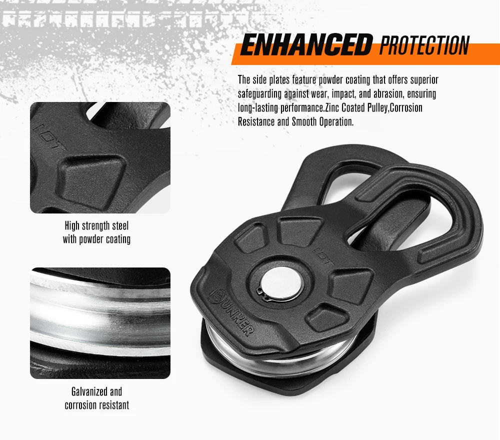 BUNKER INDUST Heavy Duty 10T Winch Snatch Block Pulley for 4x4 Offroad ...