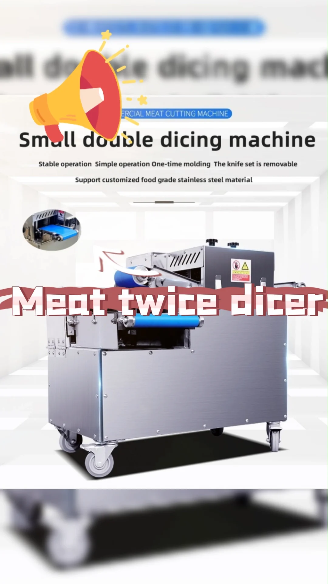 400kg/h Meat Cube Cutting Machine Beef Secondary Dicer Meat Cutting ...
