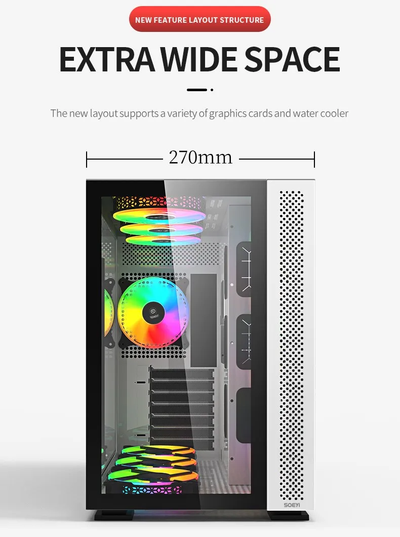 SOEYI 4000D Airflow Black White Pink Multiple Radiators 360mm 280mm ...