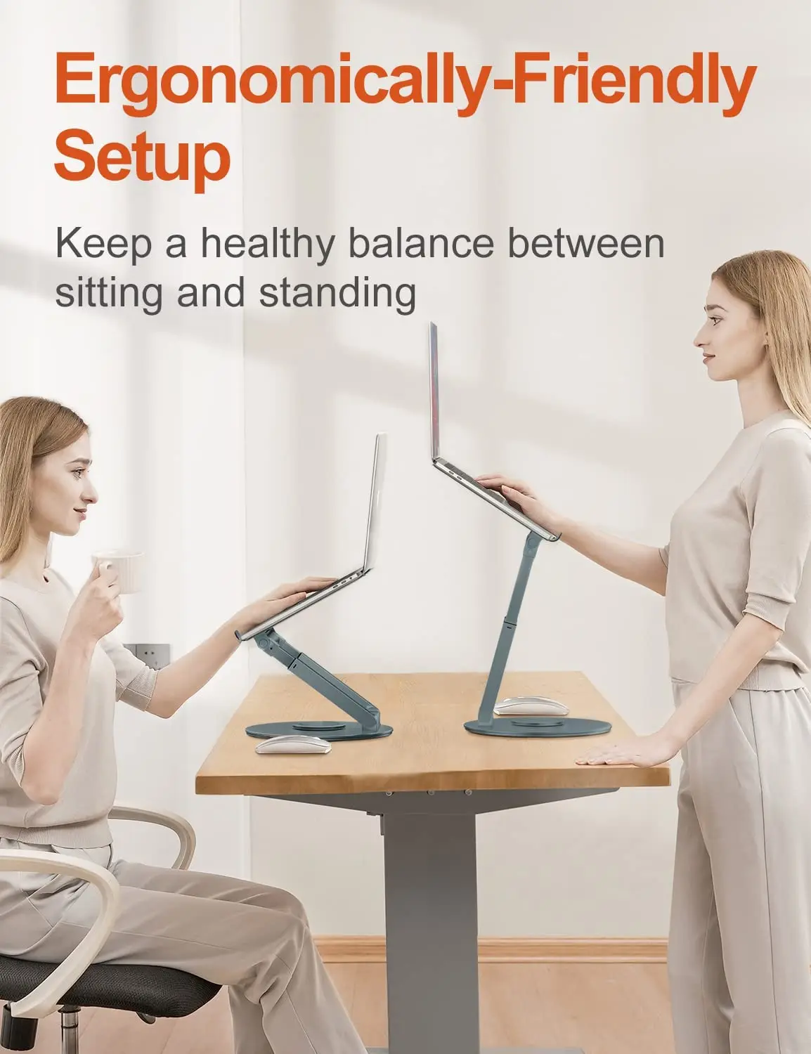 Laptop Riser Sit To Stand Ergonomic Computer Stand Foldable Adjustable ...