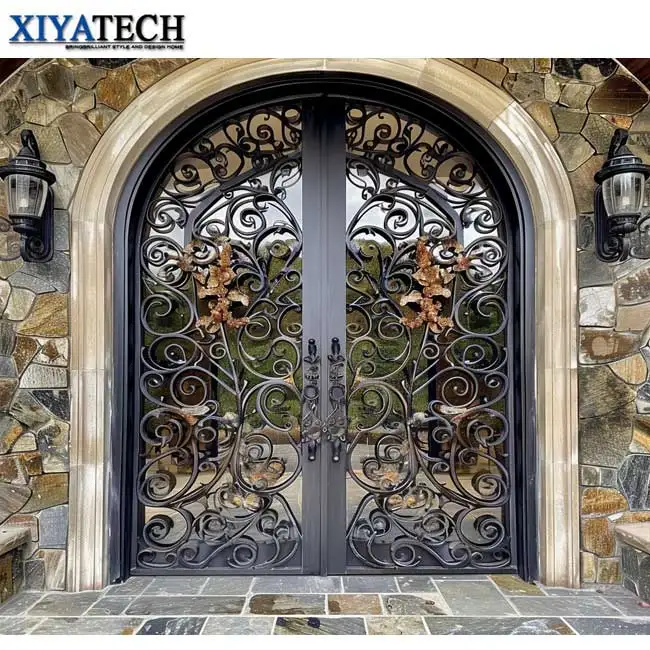 XIYATECH Double Entry Wrought Iron French Door - Durable & Stylish