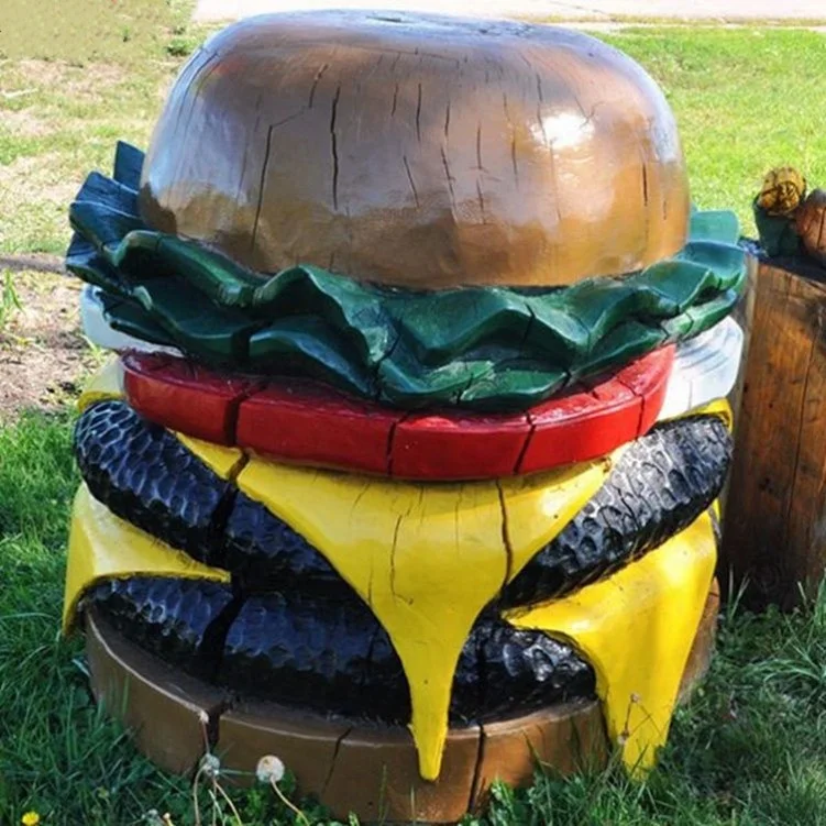 Fiberglass Hamburger Statue - Perfect for Restaurant Decor