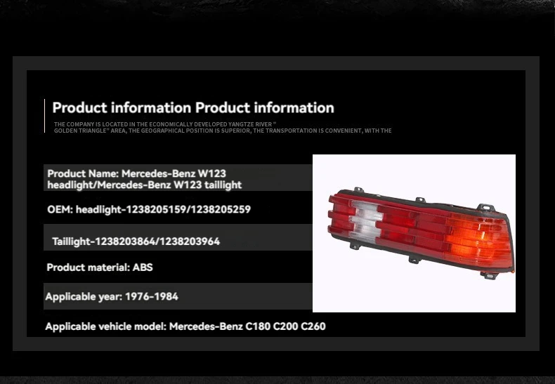 Auto Parts For Mercedes W123 Headlamp W115 C180 C200 C260 Rear ...