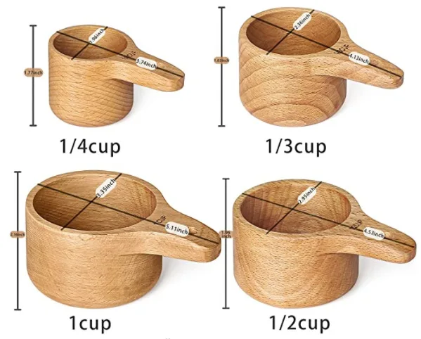 Wooden Measuring Cups and Spoons - Sustainable Kitchen Tools