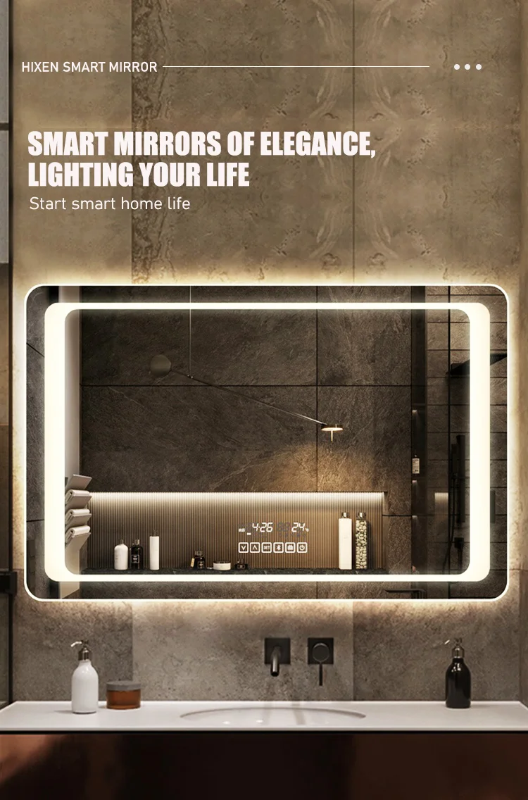 Hixen Dimmable Led Rectangular Wall Mounted Bathroom Anti-fog With ...