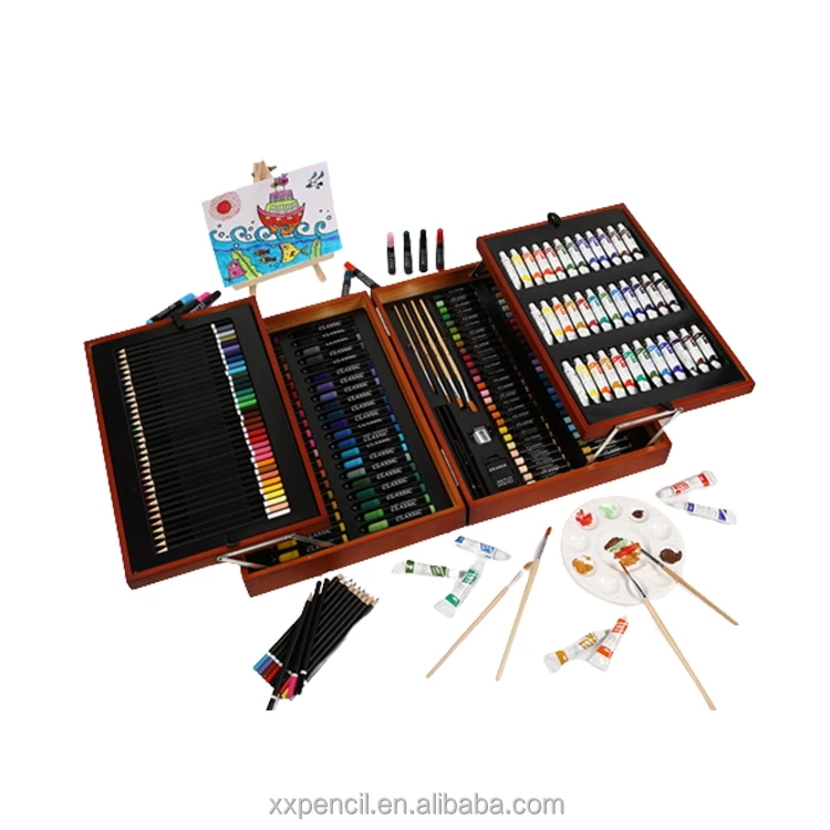 126PCS Wooden Box Art Professional Painting Set Super Mega Art Set for ...