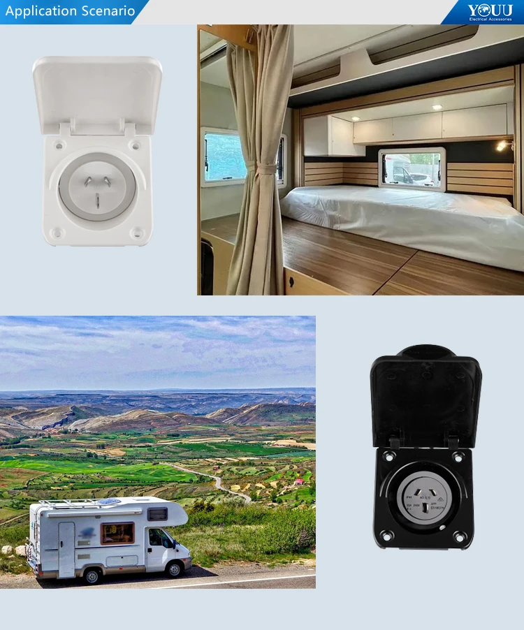YOUU Australia Caravan Inlet BLACK 15 Amp Power Boat Motor Home RV 250V ...