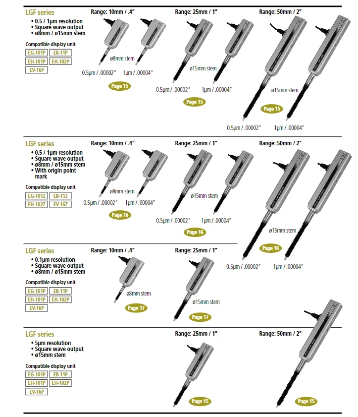 Mitutoy Measurement Linear Displacement Sensors Gage Heads Order No.542 ...