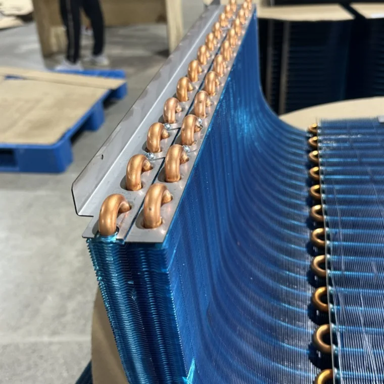 L Shape Copper Tube Evaporator Coil Bule Aluminum Fin Evaporator Coil ...