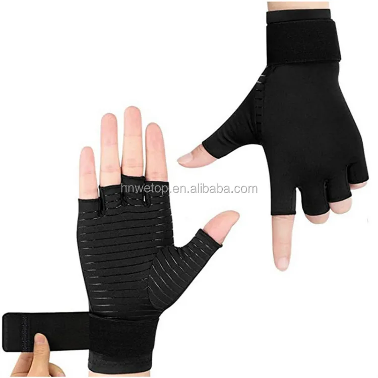 Copper Infused Fingerless Hand Wrist Support Strap Pain Releive ...