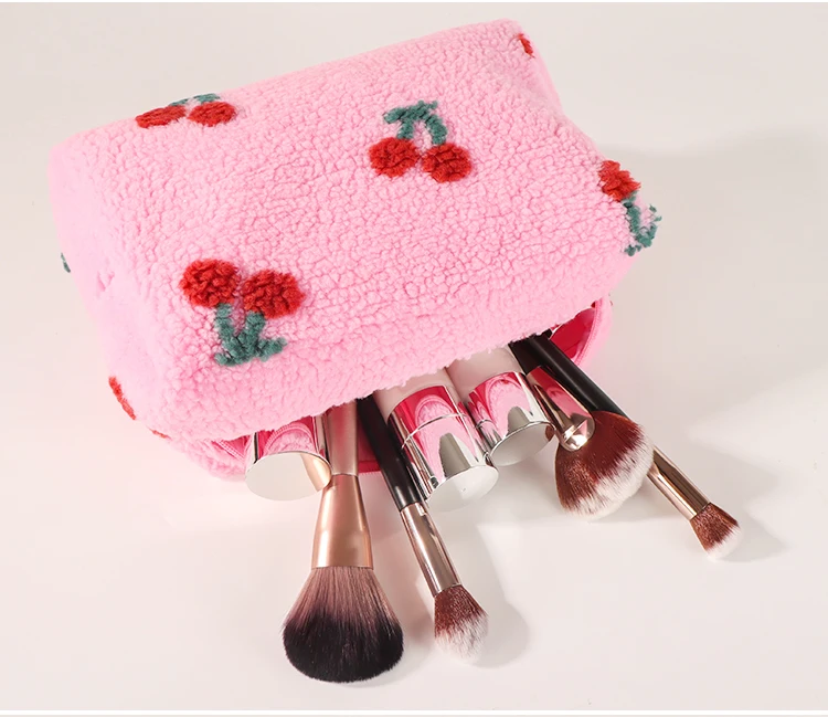 Embroidery Women Cute Soft Terry Cloth Pouch Bag Pink Custom Logo ...