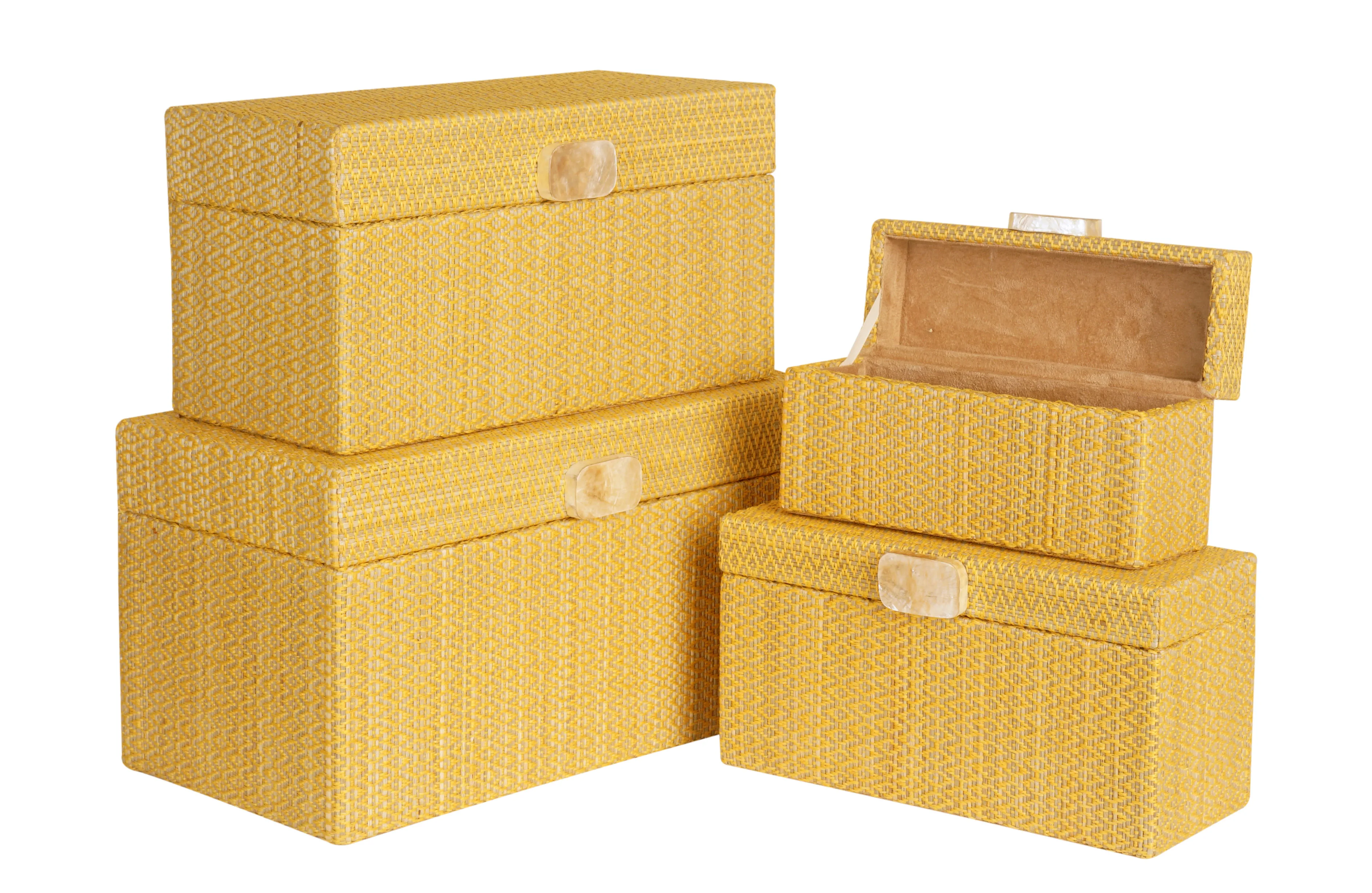 Set of 4 QUILLA Handcrafted Fabric Storage Baskets Stylish Woven ...