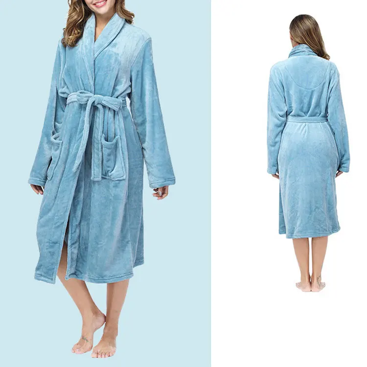 Soft Plush Warm Flannel Spa Long Nightgown Bath Robe Bathrobes For ...