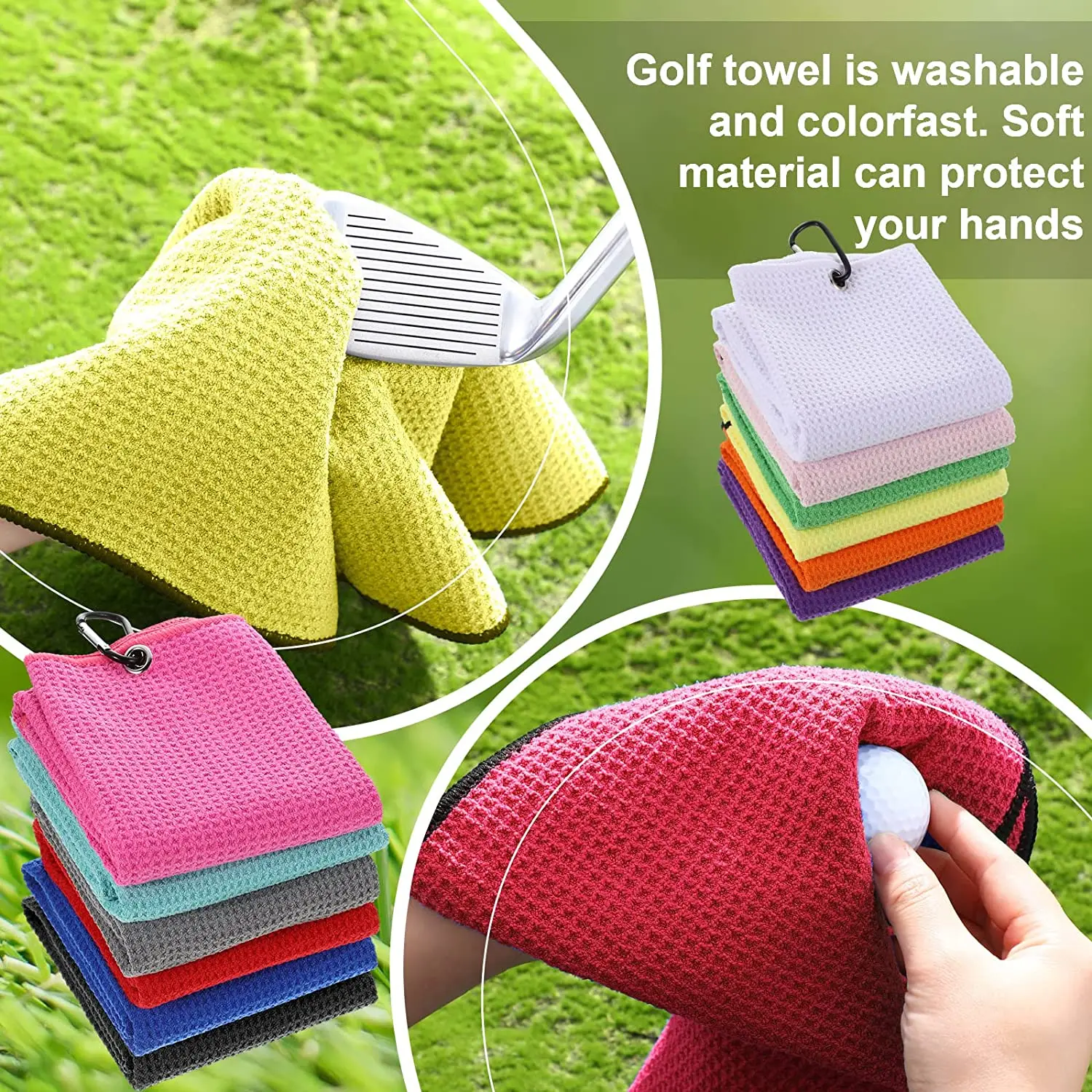 Aruini Sports Microfiber Golf Accessories Towel Magnetic Waffle Golf Towel
