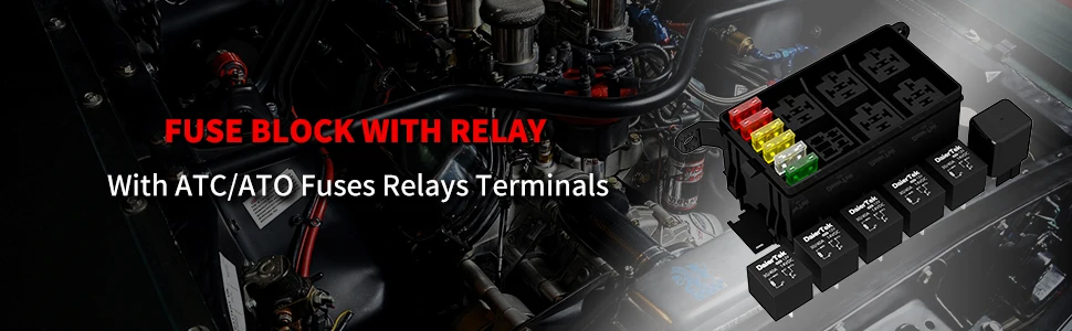 ATC/ATO 12V Electrical Relay Fuse Box - 6 Way Blade Fuse