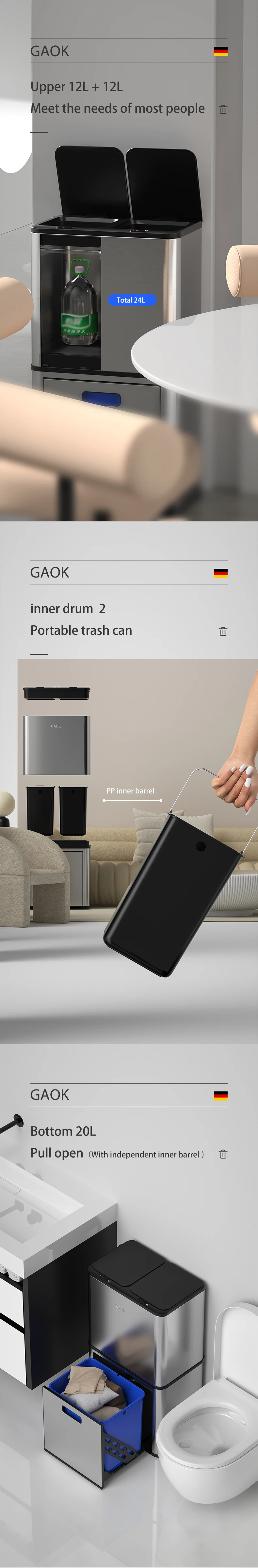 New 50l Large Capacity Split Cabinet Type Multifunctional Trash Can ...