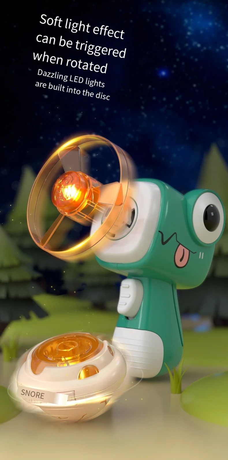 Glowing Bamboo Dragonfly Pistol Ejection Spinning Gyroscope Gun Outdoor ...