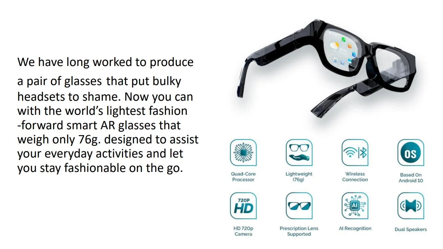 Wireless Standalone AR Glasses - Easy Touch Control
