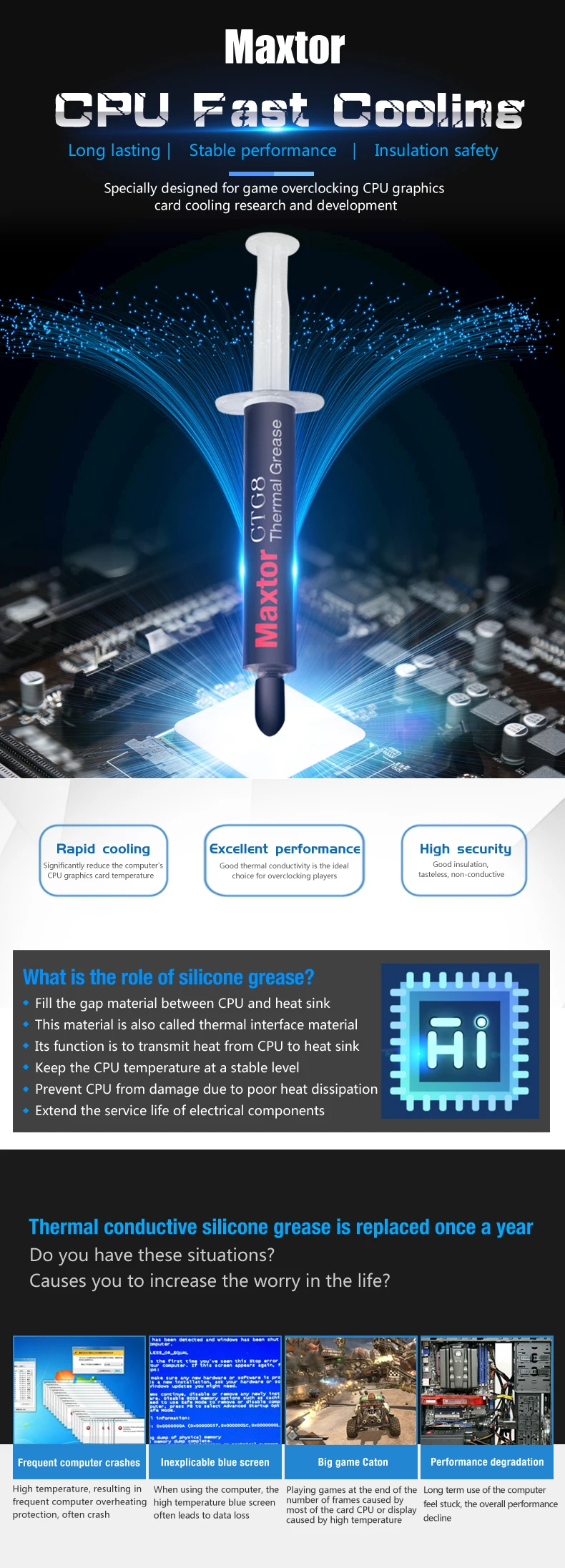Thermal Paste Maxtor Ctg8 Cpu Cooling Thermal Grease For Gaming Laptop ...