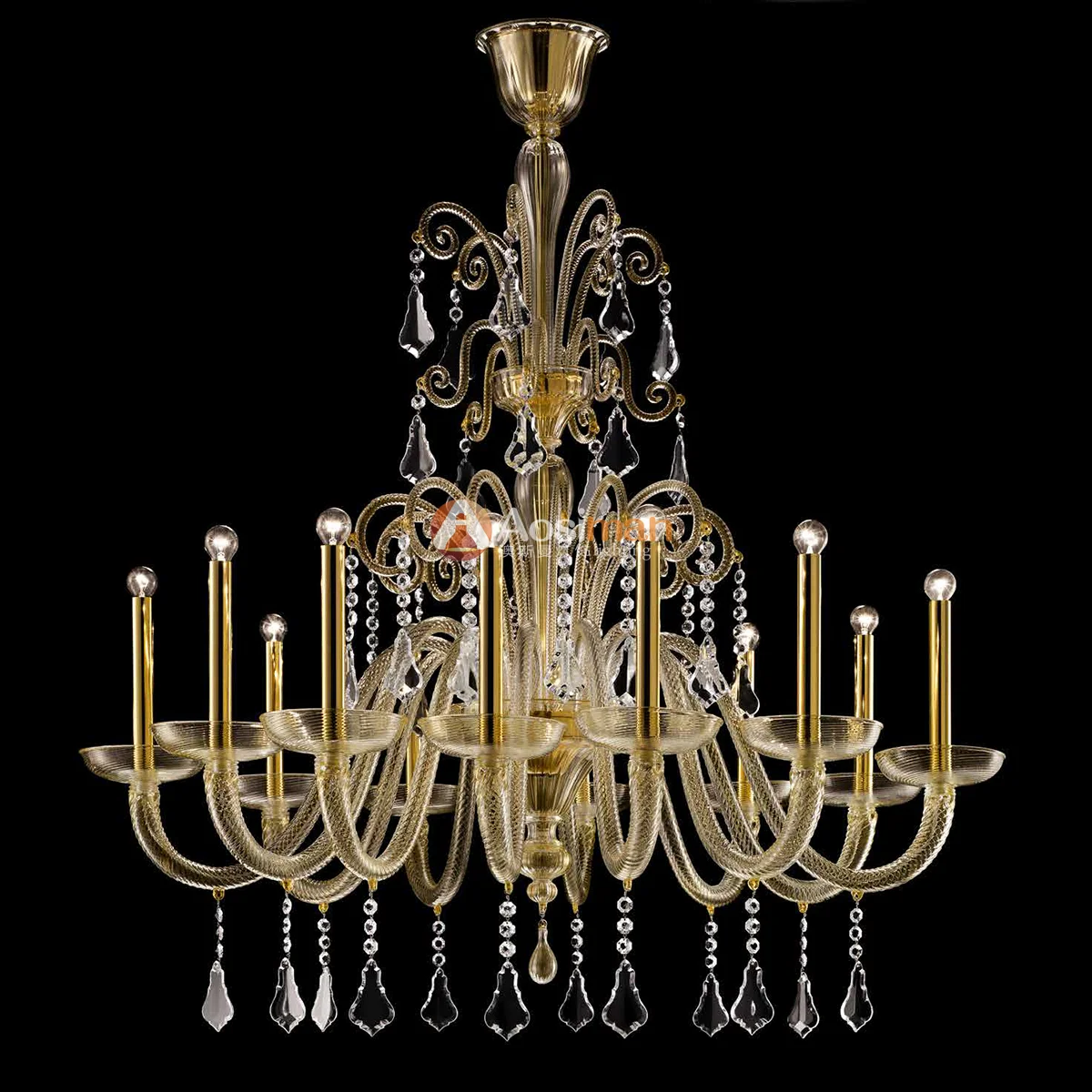 Hanging Lamp Modern Round K9 Crystal Chandelier Villa Living Room ...