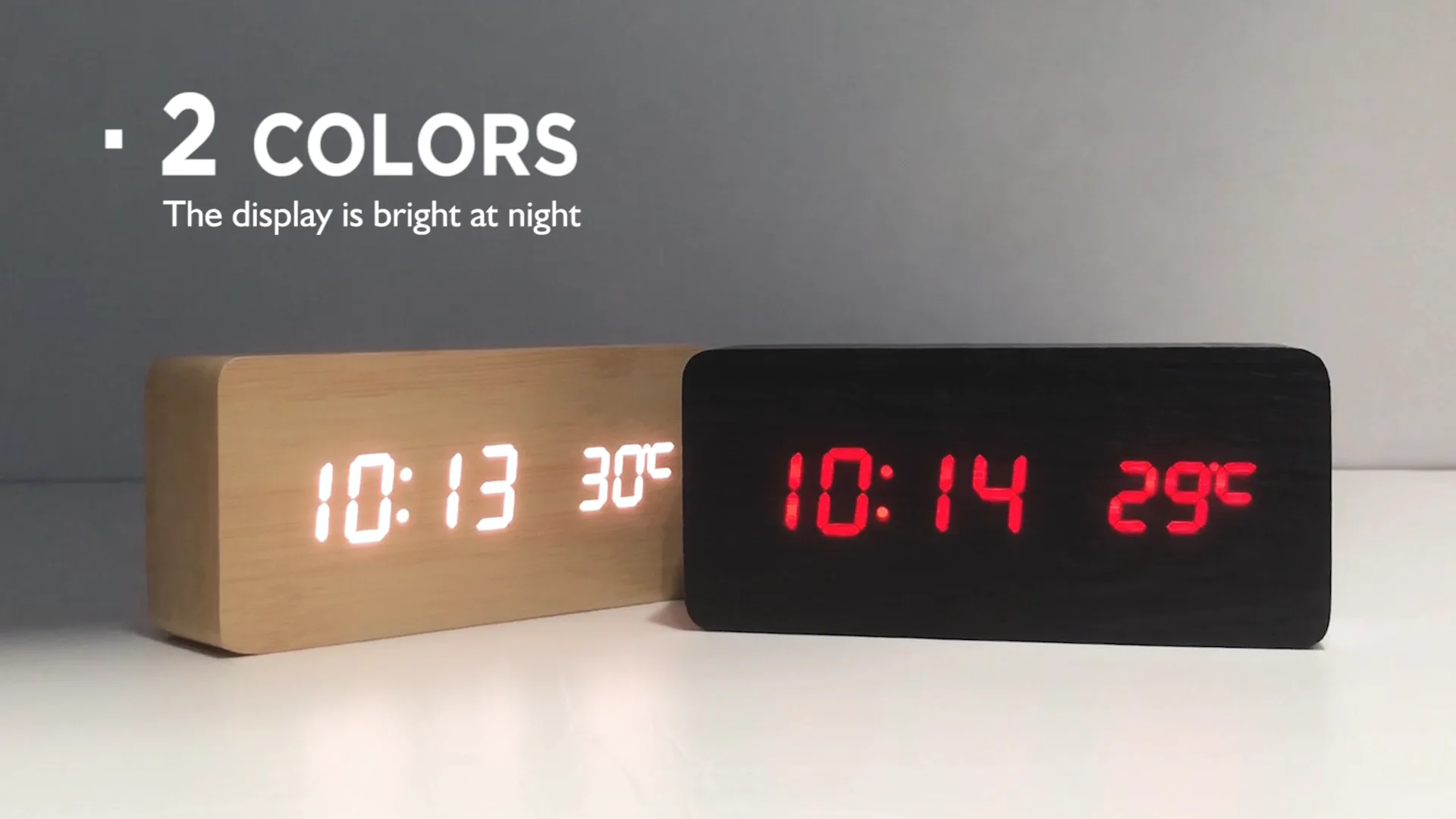 Modern Backlight Acoustic Control Desk & Table Clock Usb Charging Wood ...