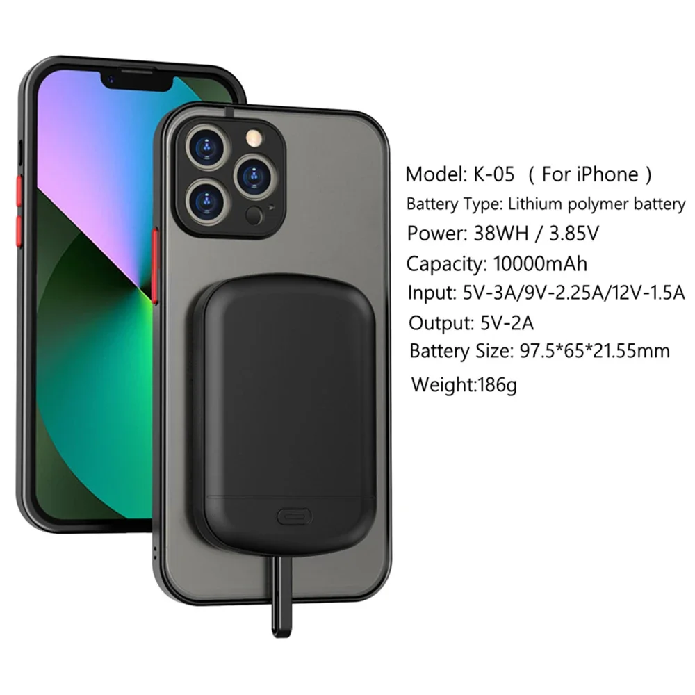 10000Mah Wireless Magnetic Powerbank for iPhone 14 Battery Case 14 Pro ...