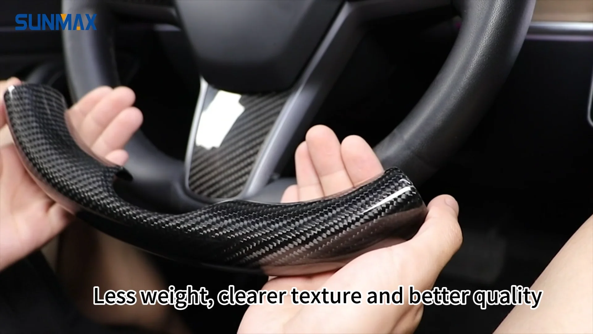 Sunmax Glossy Carbon Fiber Interior Decor Steering Wheel Cover Trim ...