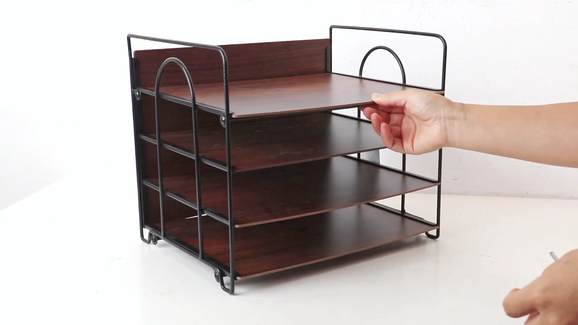 New Design Office Foldable Black Desktop Wood And Metal Stackable ...