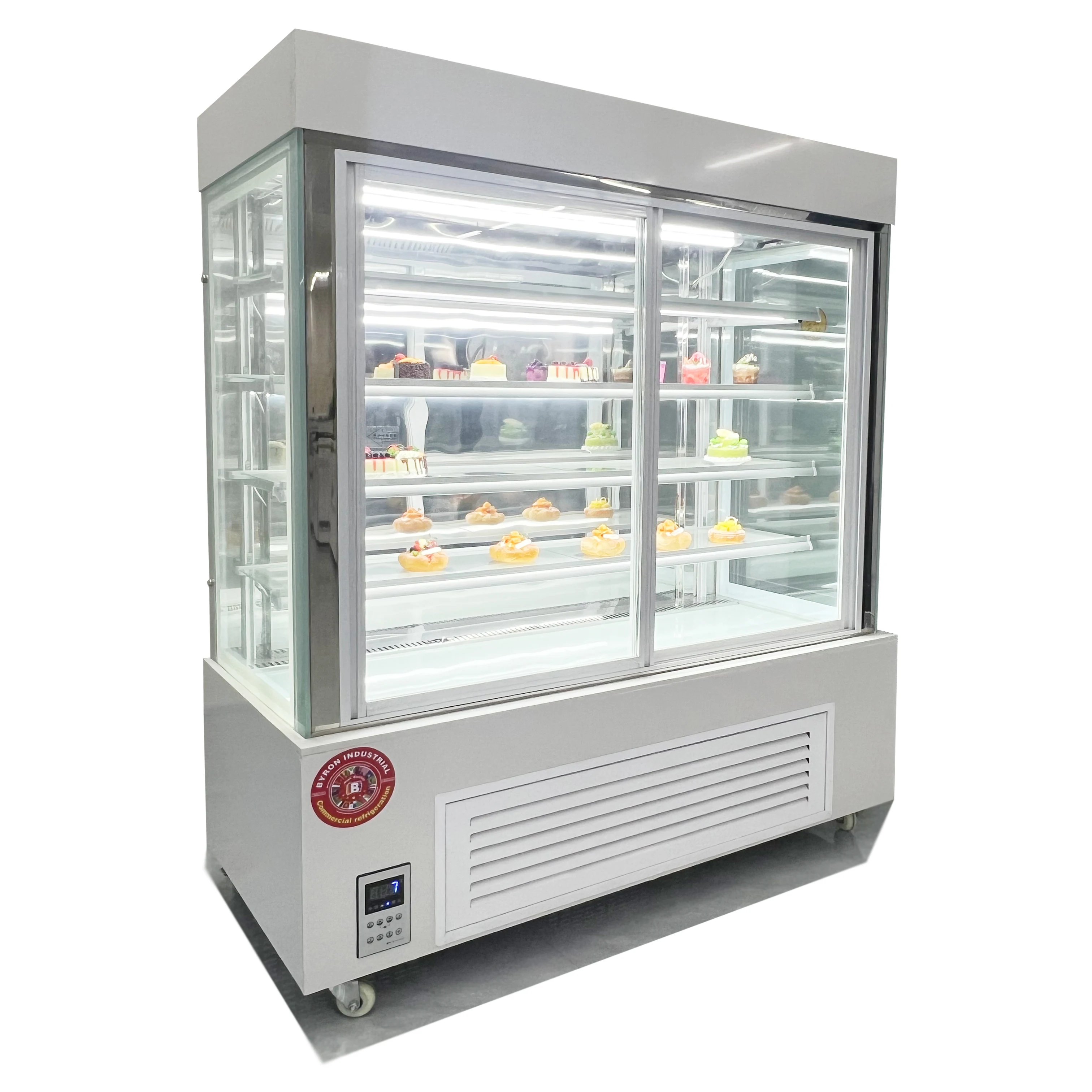 Vertical Open Air Cooling Cake Refrigerated Display Case Upright Open ...