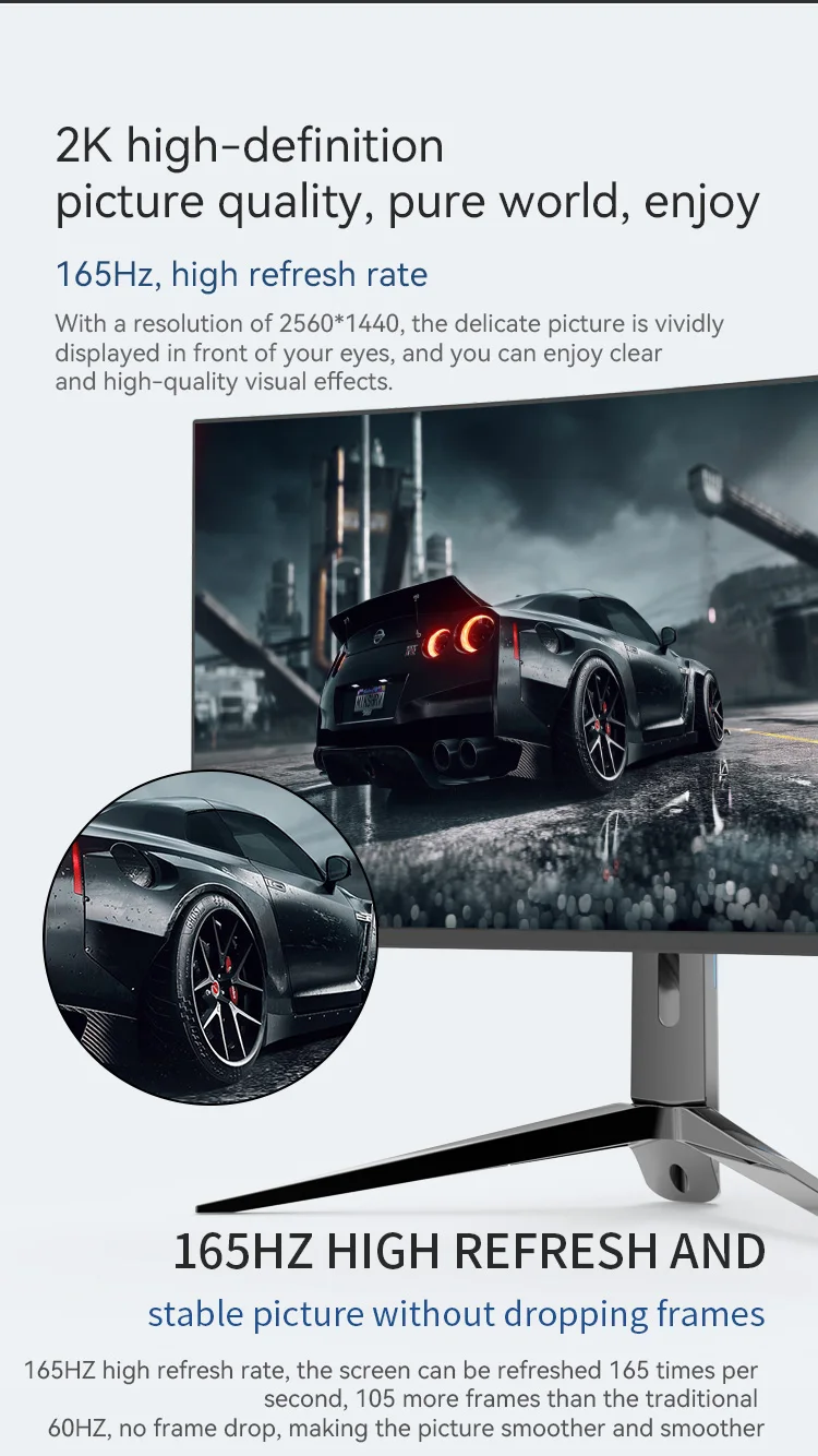 27inch Curved Screen Ips Panel 144hz 2k 4k Display 27inch Led Lcd ...