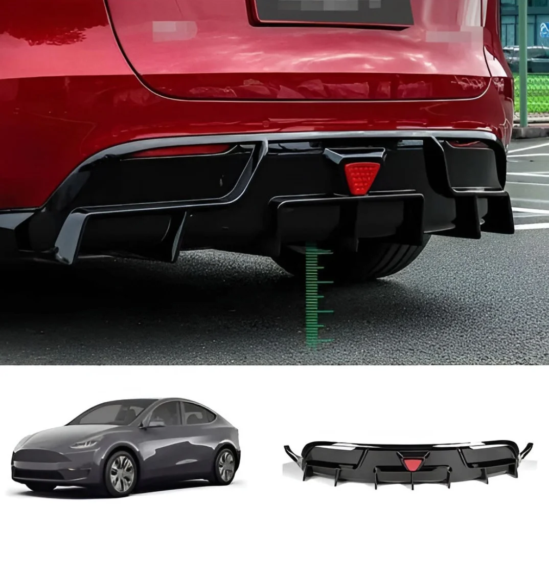 Bright Black Abs Rear Bumper Lip Diffuser Bodykit For Tesla Model Y ...