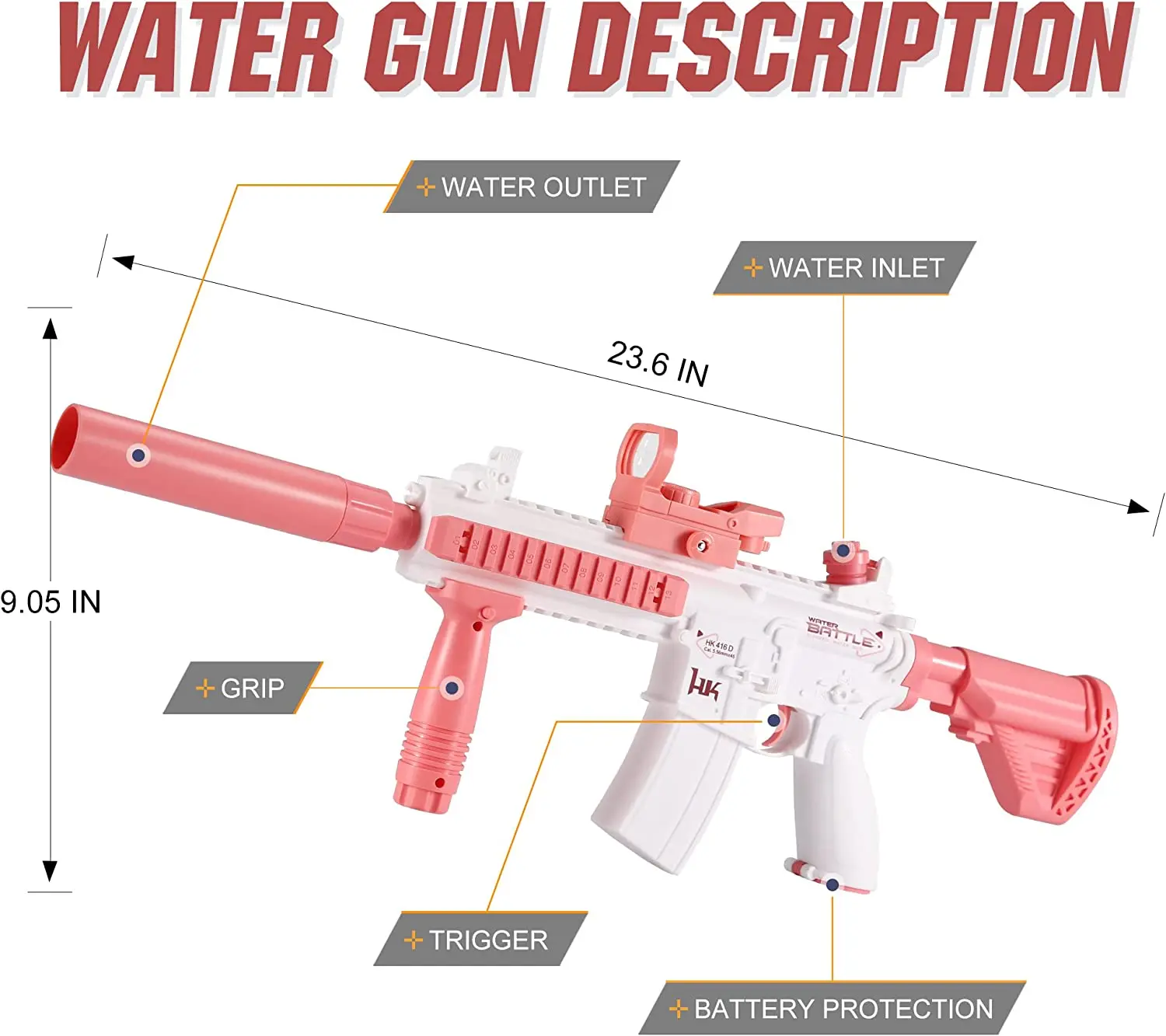 Hot Sale M416 Realistic Super Water Gun Toy High Pressure Long Range ...