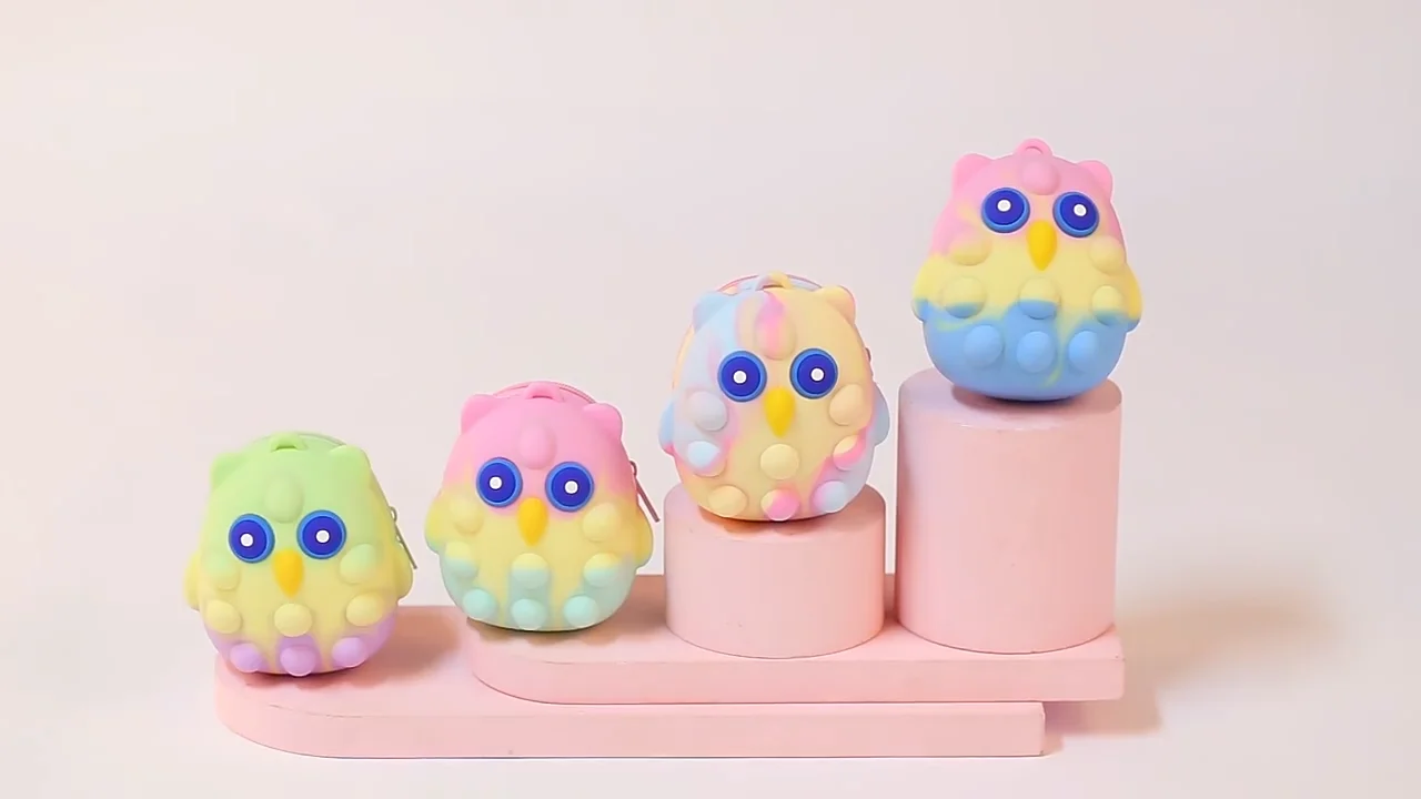 Creative Owl 3d Stress Ball With Coin Purse Function Silicone Fidget ...