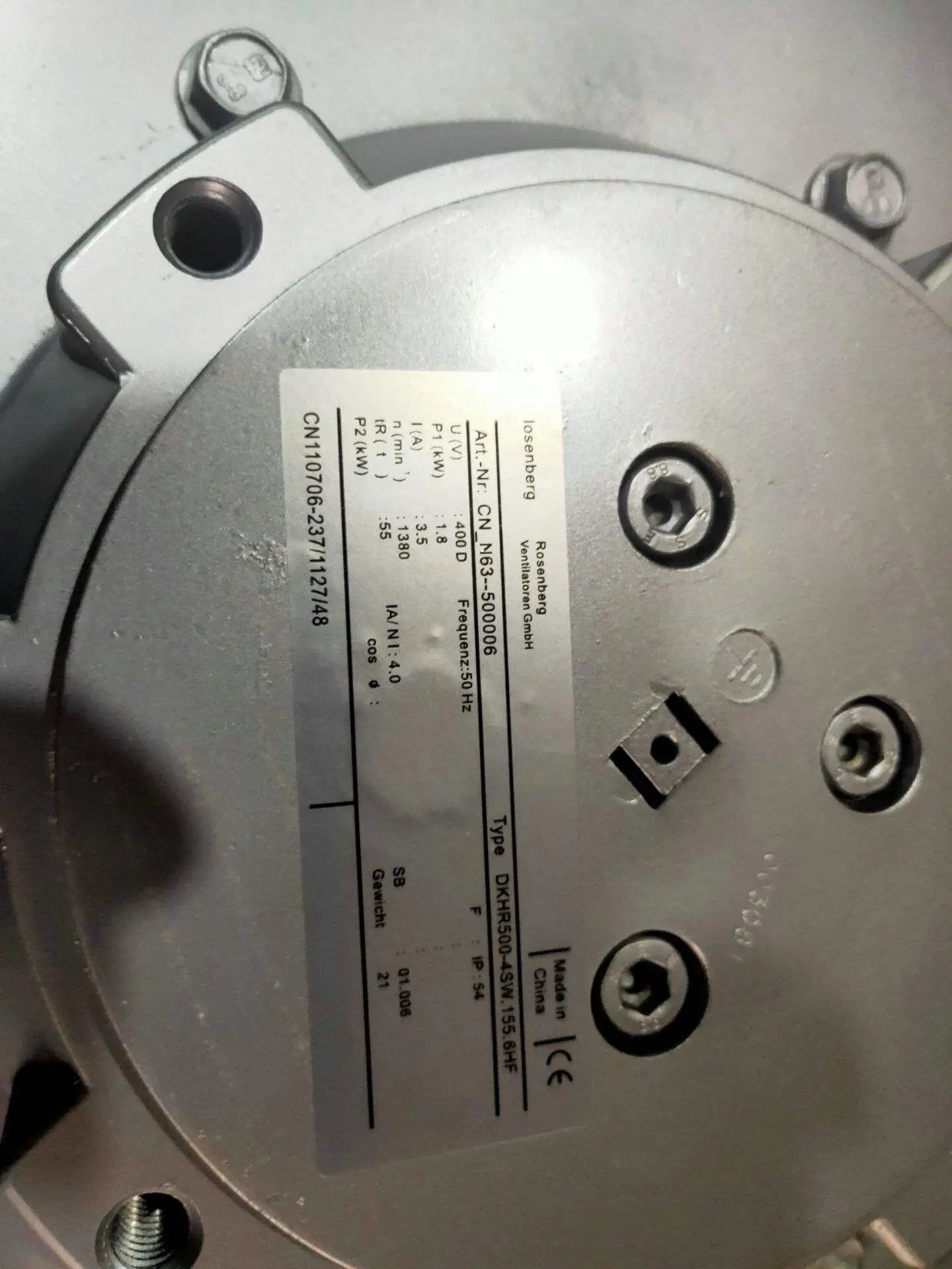 German Rosenberg Fan Dkhr 500-4sw.155.6hf 400v 3.5a High Pressure - Buy ...