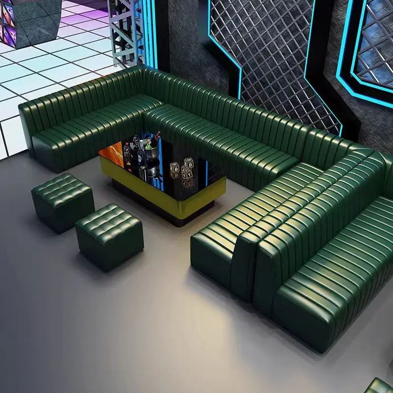 Modern leather L shape sofa bar lounge furniture nightclub U shape ...